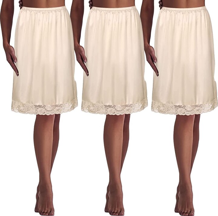 Comche 3 Pack Lace Half Slip Underskirt Half Slips for Under Dresses ...