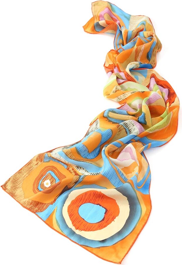 Prettystern Women Kandinsky colourful orange Abstract Art Painting silk ...