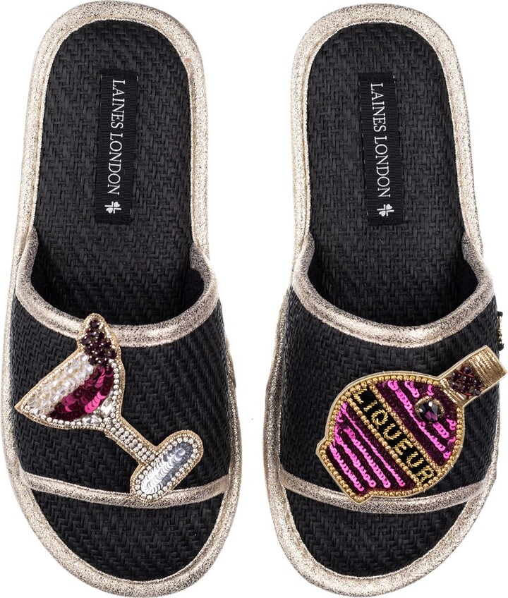 LAINES LONDON - Straw Braided Sandals With Handmade Raspberry Liqueur ...