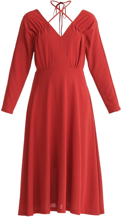 Paisie Cross Neck Dress In Red - ShopStyle