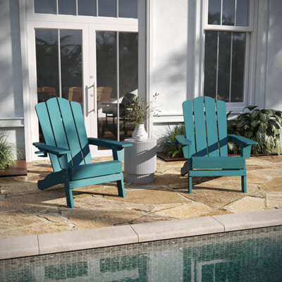 Taylor & Logan Collis Weather Resistant HDPE Adirondack Chair with Cup ...
