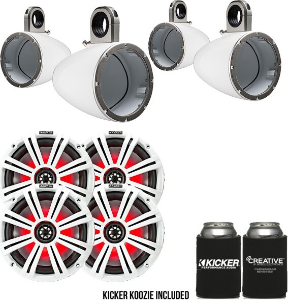 Kicker 8" White Wake Tower LED Marine Speakers 2-Pairs - ShopStyle Clocks