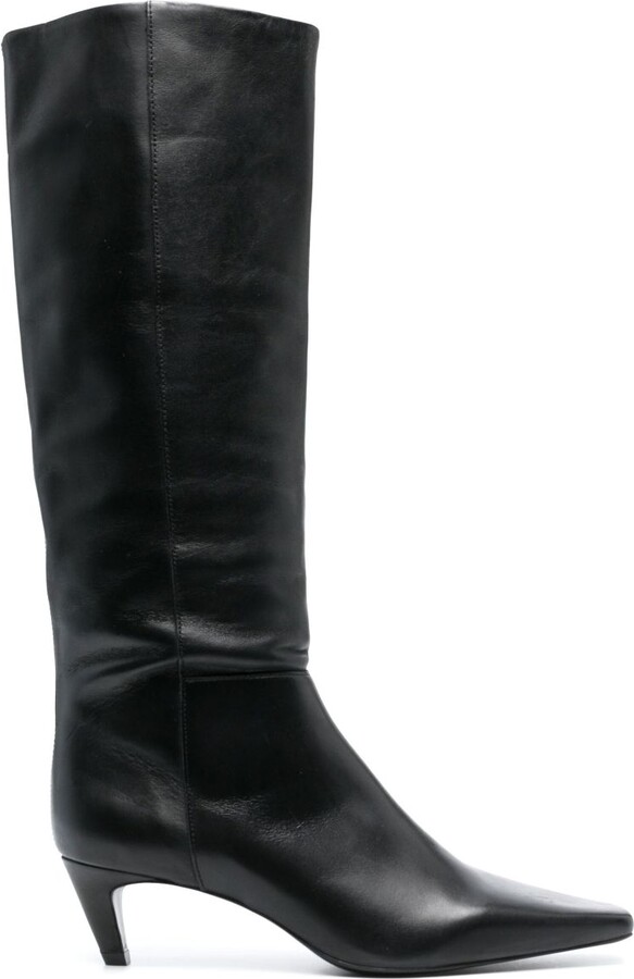 Reformation Black Remy Leather Knee-High Boots - ShopStyle