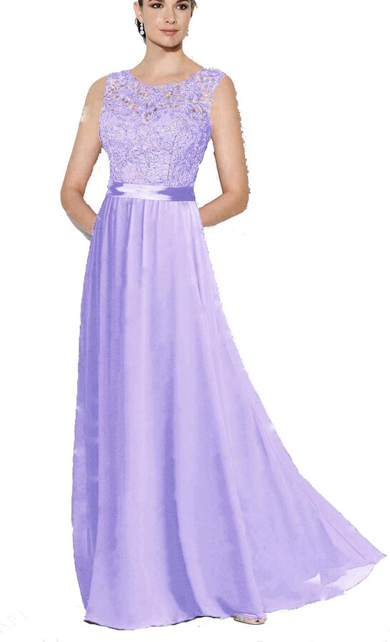 WTW Women's Long Lace Chiffon Formal Evening Party Gown Bridesmaid ...