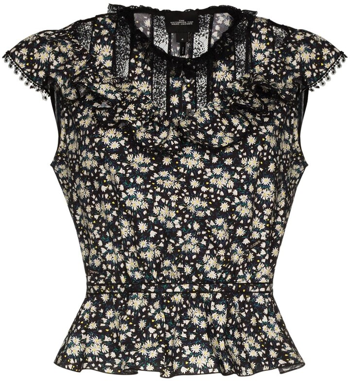 Marc Jacobs The Victorian lace trim floral top - ShopStyle