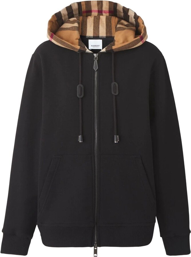 Burberry `Check Hood` Zip Hoodie - ShopStyle