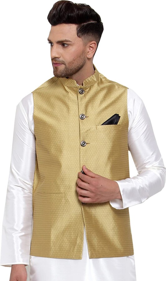 Maple Clothing Woven Design Men's Nehru Jacket Traditional India ...