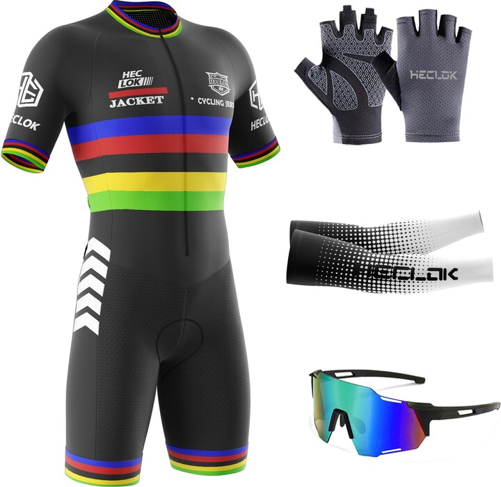 HECLOK Men Triathlon Suit，Men's Cycling Skinsuit Gel Padded One Piece ...