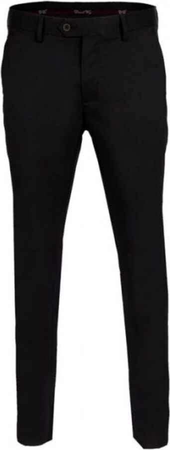 David Wej Men's Plain Smart Trousers With Belt Loops – Black - ShopStyle