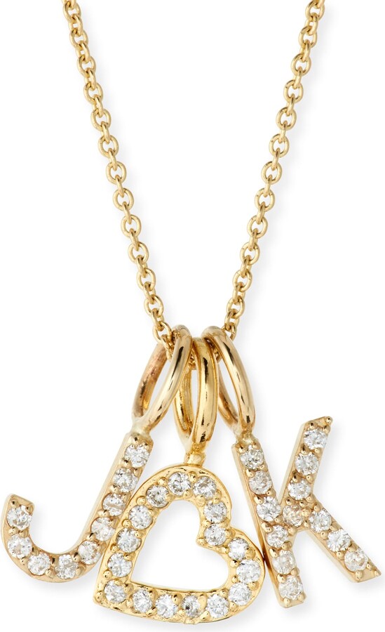 Sarah Chloe Amelia 14K Gold Layered Diamond Initial Necklace - ShopStyle