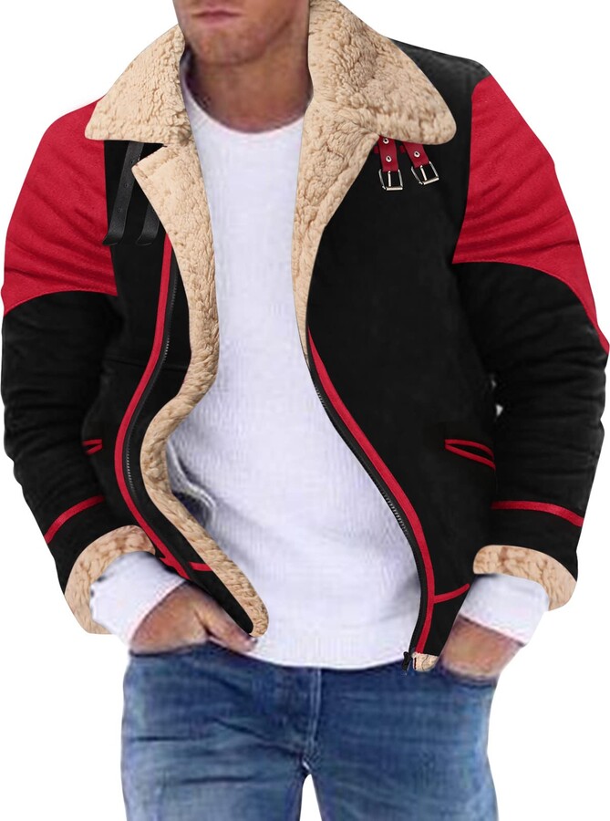 Generico Men's Coat Elegant Plus Size Plush Jacket Regular Fit ...
