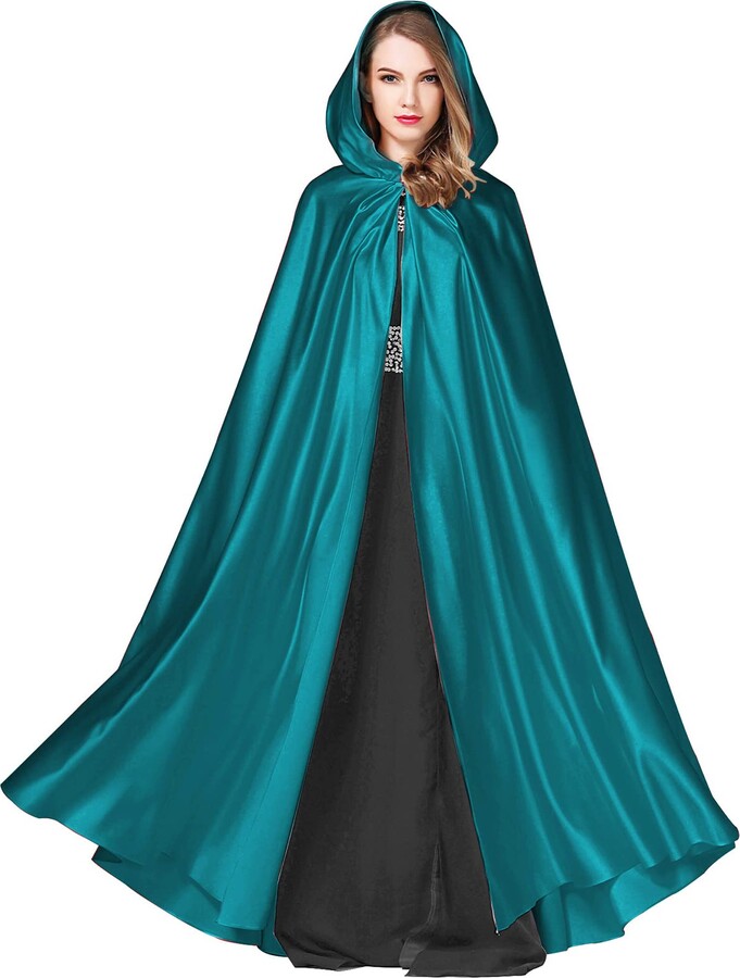 BEAUTELICATE BAEAUTEICATE Wedding Cloak Cape with Hood Long Satin ...