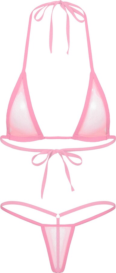 Agoky Women's Sexy Mesh Micro Bikini G String Bathing Suit Thong ...