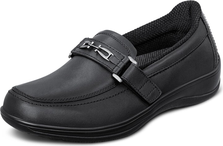 Orthofeet Women's Orthopedic Black Leather Chelsea Loafer - ShopStyle