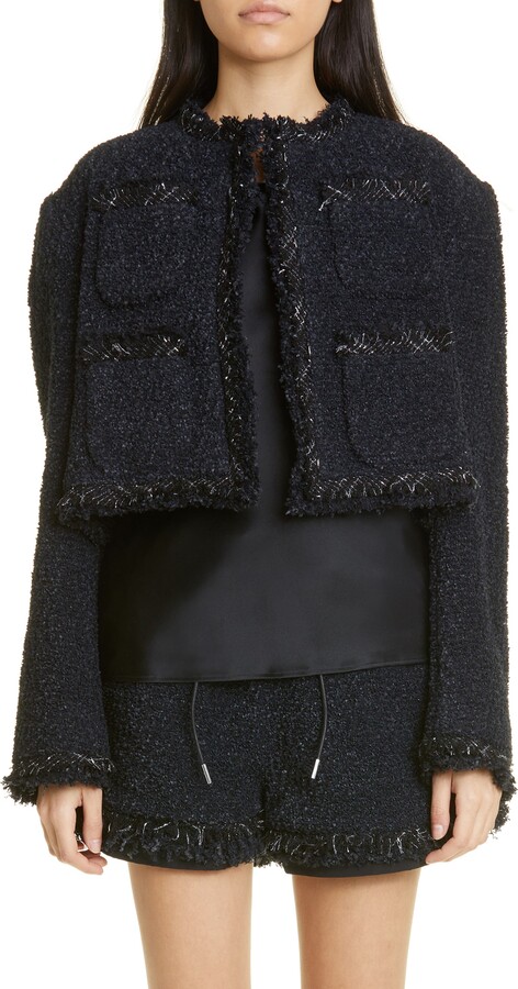 Sacai Crop Tweed Jacket - ShopStyle