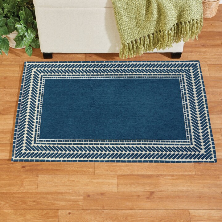 Collections Etc Modern Border Chenille Accent Rug - ShopStyle