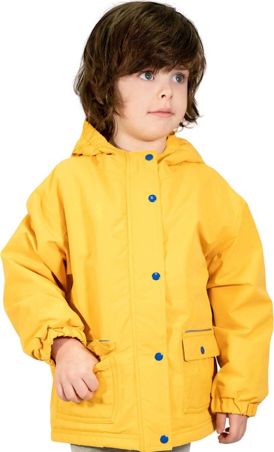 Jan & Jul Kids Water-proof Fleece-lined Rain Coat Jacket Hooded (Yellow ...