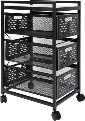 Mieres Office Vertical Steel File Cabinet with 3 Drawers, Mesh Storage ...
