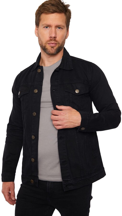 J Mojo JM Men's Black Denim Classic Duke Slim Button Western Style ...