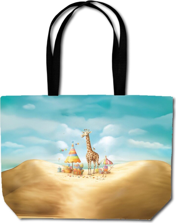 Warren Reed - Designer Giraffe On A Beach Holiday Beach Shopper Tote ...