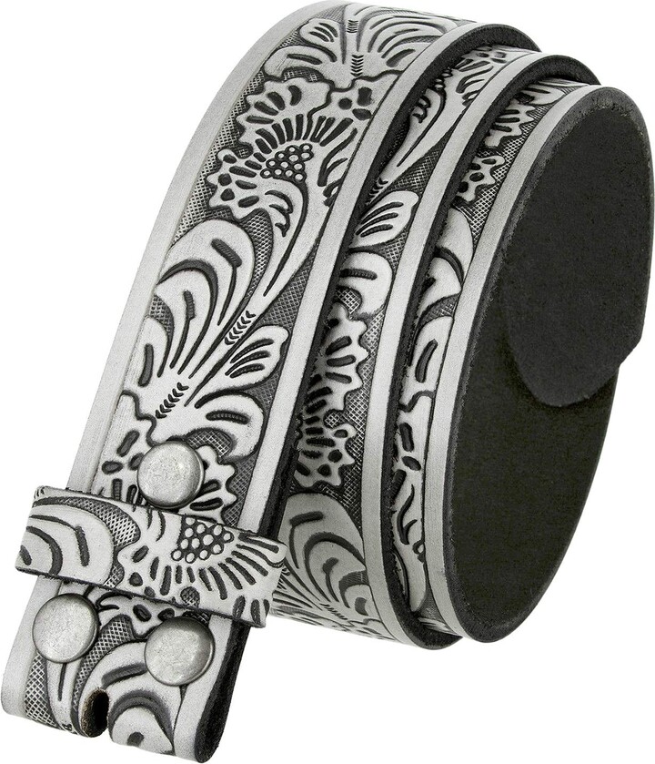 Belts.com Men's Tooled Belt Strap With Snaps 42 Black - ShopStyle