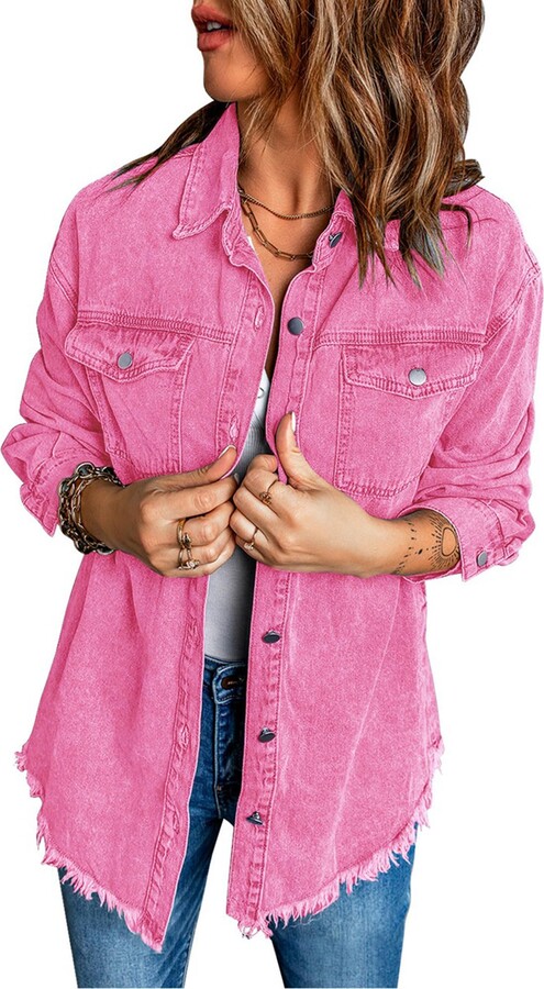 luvamia Demin Jackets Woman's Pink Outfits for Women Back to School ...