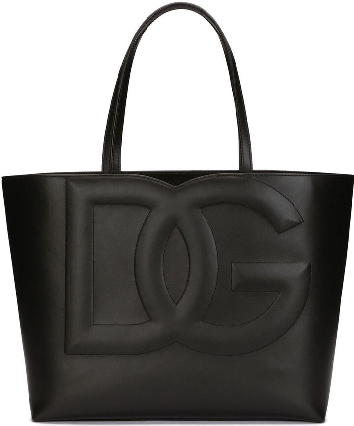 Dolce & Gabbana Logo medium leather shopping bag - ShopStyle