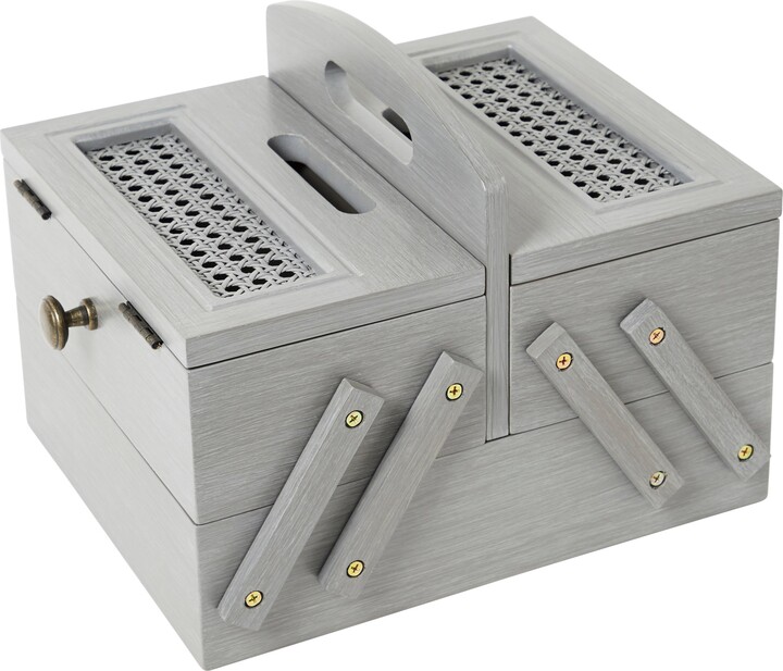 Dunelm Lucy Cane Cantilever Sewing Box Grey Grey - ShopStyle
