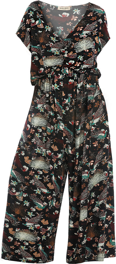 anou anou - Peacocks In Botany Print Oversize Jumpsuit - ShopStyle