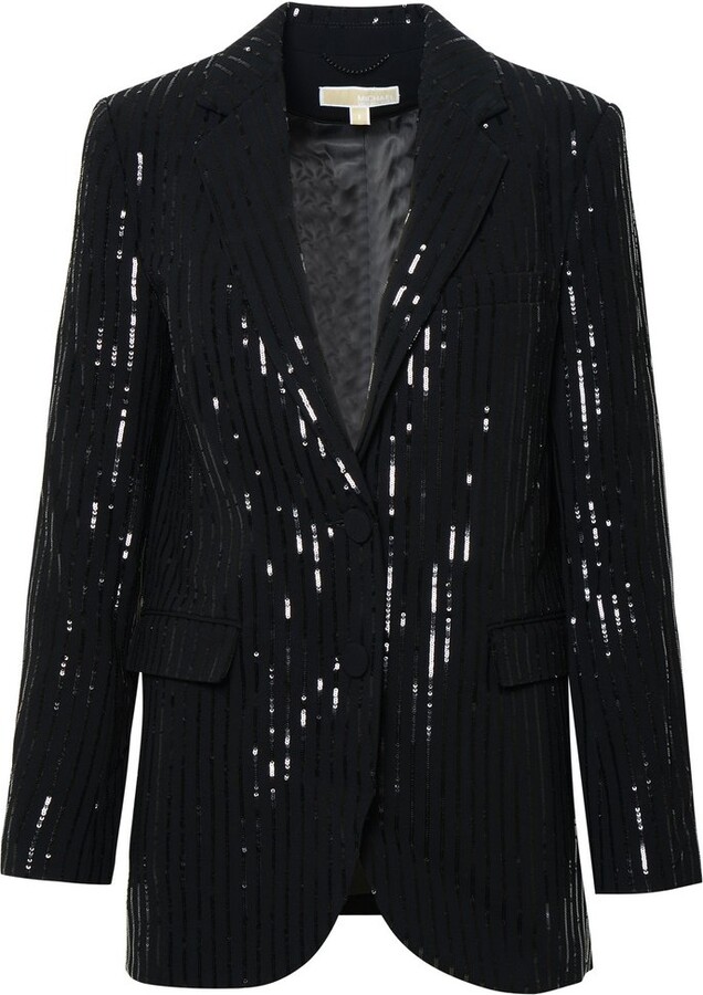 MICHAEL Michael Kors Pinstripe Sequined Crepe Boyfriend Blazer - ShopStyle