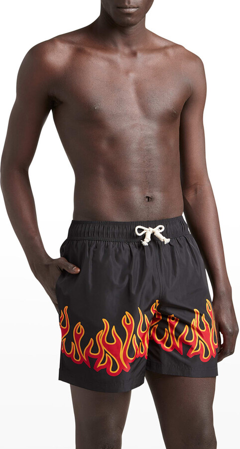 Palm Angels Men's Burning Flames Swim Shorts - ShopStyle
