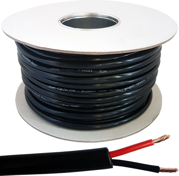 Loops 50m Outdoor Garden Speaker Wire Cable 1.5mm² Stranded CCA Flex ...