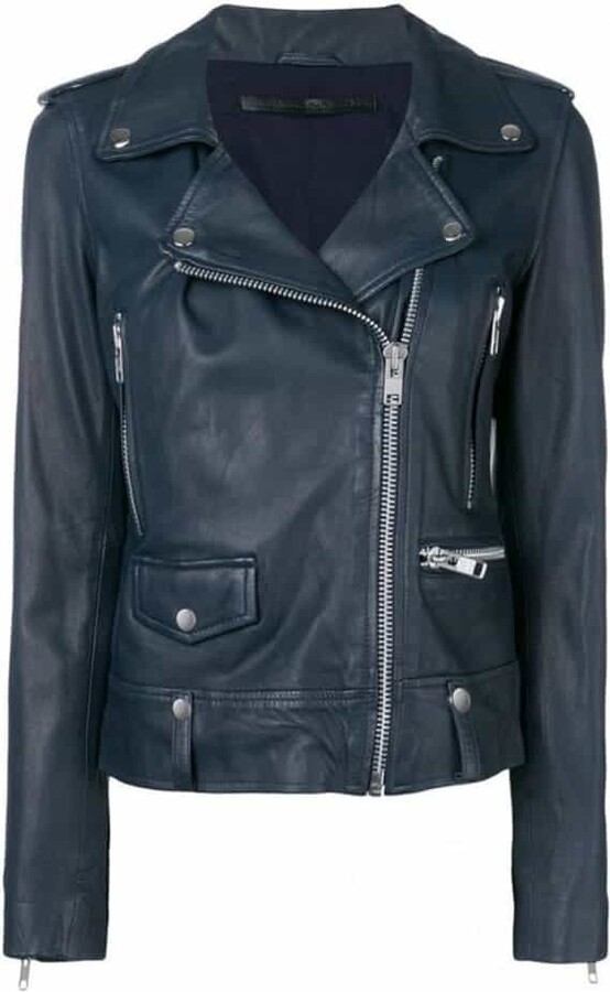 MDK Seattle Seattle New Thin Leather Jacket - Navy - ShopStyle