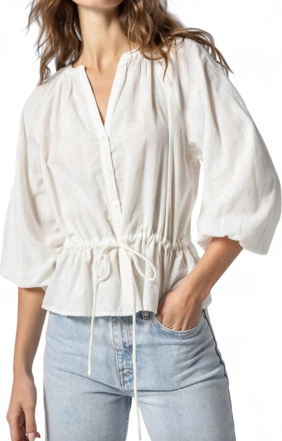 Lilla P Tie Waist Button Down Top In White - ShopStyle