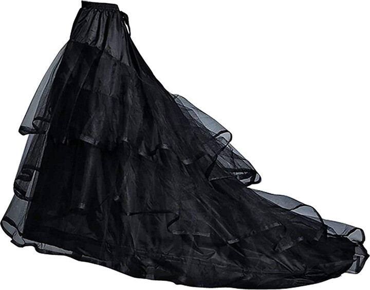 Fuomomo Women Mermaid Petticoat 2-Hoop Black Petticoat Underskirt 3 ...