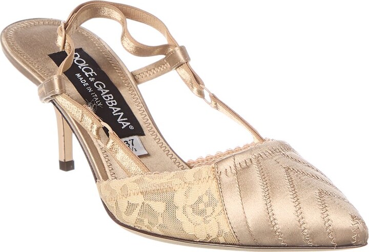 Dolce & Gabbana Satin & Lace Slingback Pump - ShopStyle