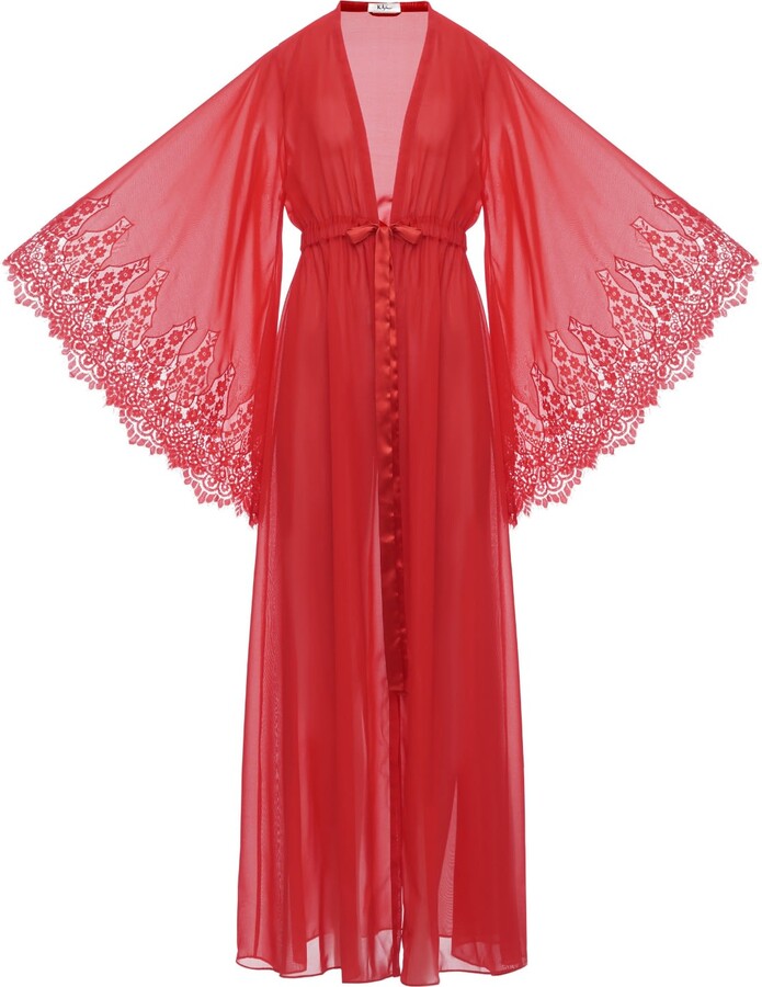 Kâfemme Women's Sabina Red Sheer Chiffon Robe - ShopStyle