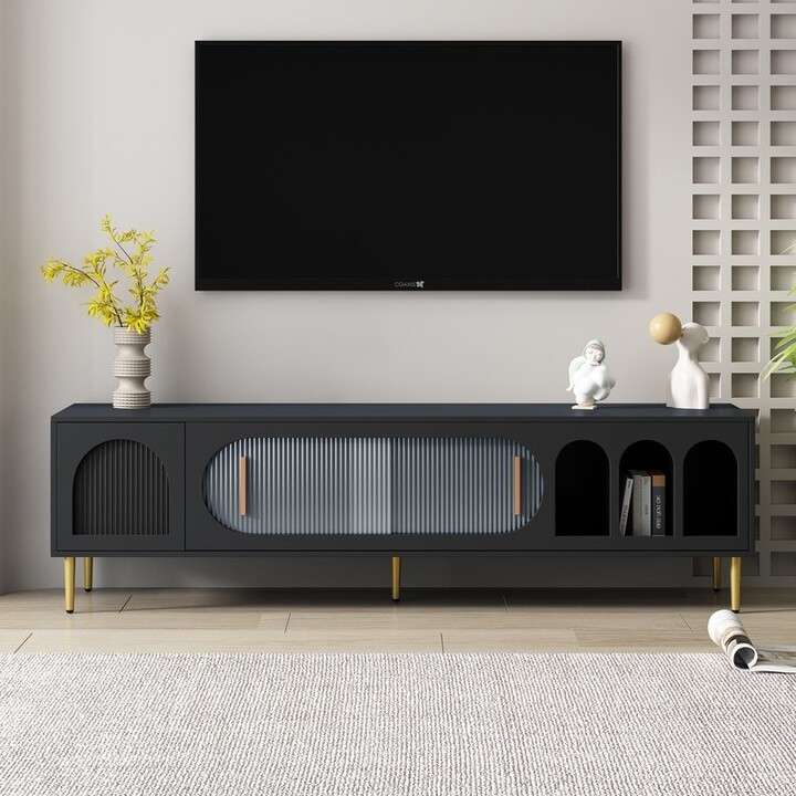 Aoolive Modern TV Stand for 70+ Inch TV, Entertainment Center Table ...