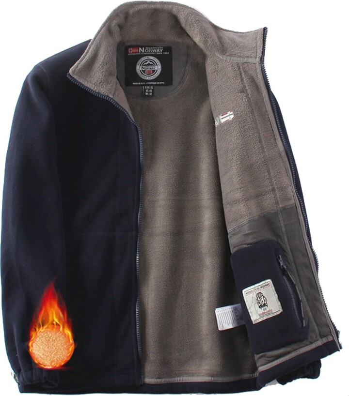 SAVAL Men's Double-Layer Fleece Hooded Jacket Men's Reversible Fleece ...