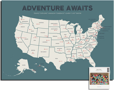 Epic Adventure Maps Push Pin Poster US Map, 17" x 24" - ShopStyle Treadmill & Elliptical