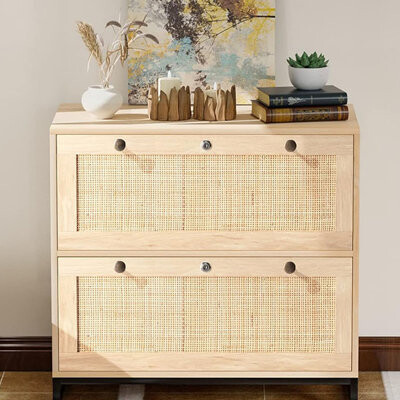 Bay Isle Home Wood Rattan 2-Drawer Lateral File Cabinet \, Lockable ...
