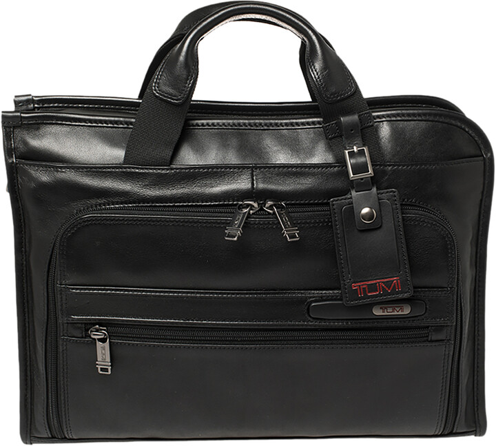Tumi Black Leather Gen 4.2 Slim Deluxe Portfolio Bag - ShopStyle