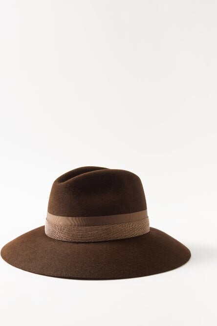 Brunello Cucinelli Monili-trim Felt Fedora Hat - Brown - ShopStyle