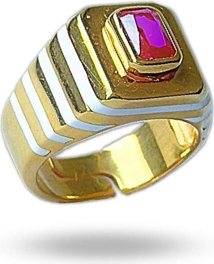 Linya Jewellery Octagon Claret Red Stone Enamel Signet Ring - ShopStyle