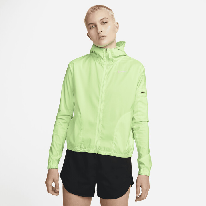 Nike Women's Impossibly Light Hooded Running Jacket in Green - ShopStyle