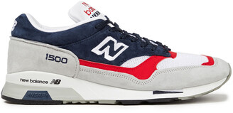 New Balance womens pink 574 suede & mesh trainers - ShopStyle