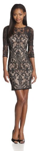 Adrianna Papell Women's All Over Deco Lace Sheath Body Con Long Sleeve ...