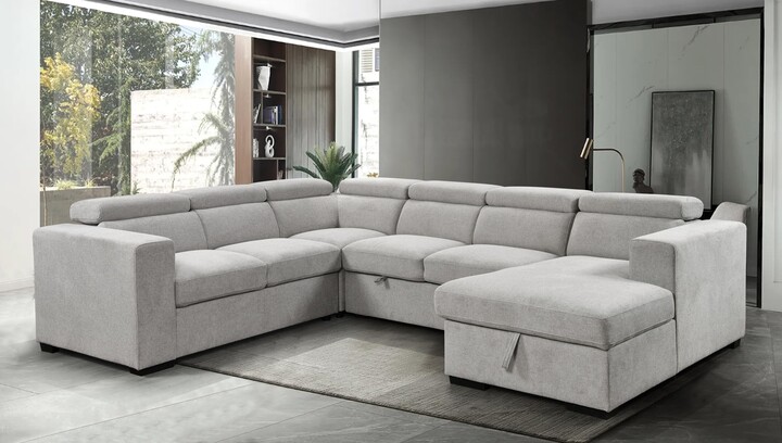 HOHOUSE 123" Oversized Modern U-Shaped 7-seat Sectional Adjustable ...