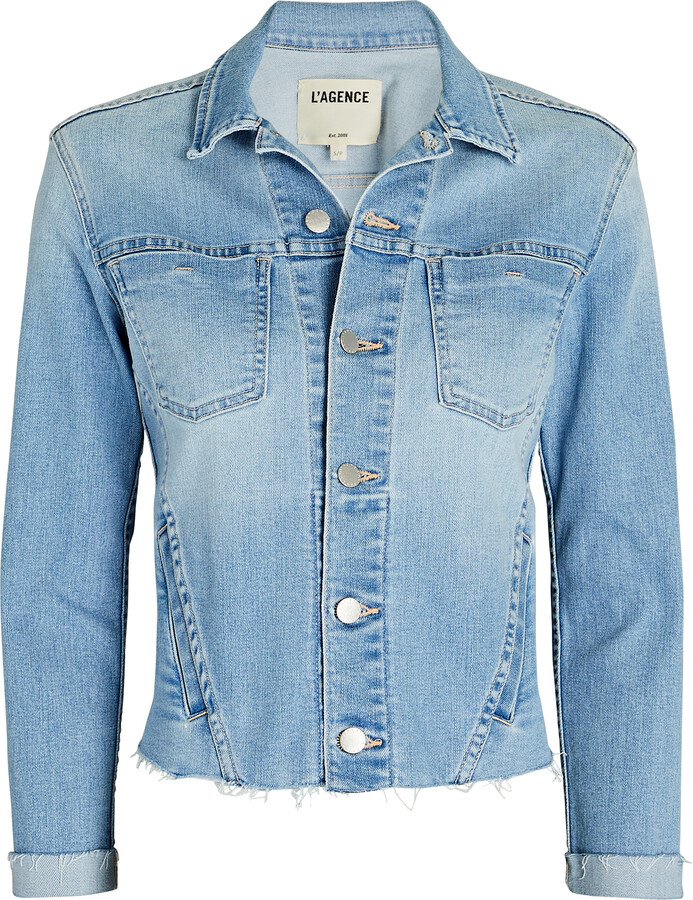 L'Agence Janelle Frayed Cropped Denim Jacket - ShopStyle