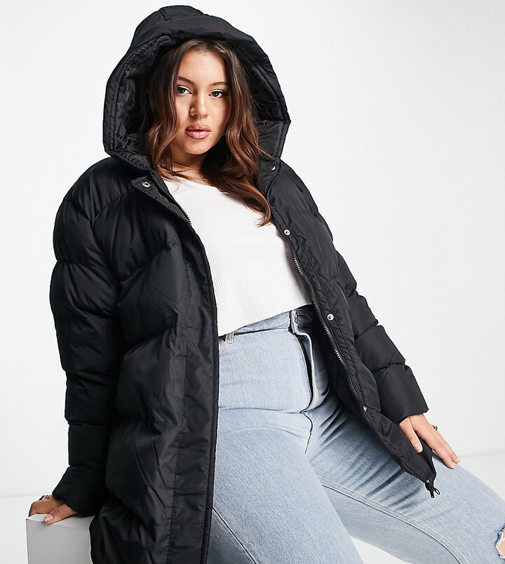 Threadbare Curve Threadbare Plus Hayley mid length puffer jacket in ...